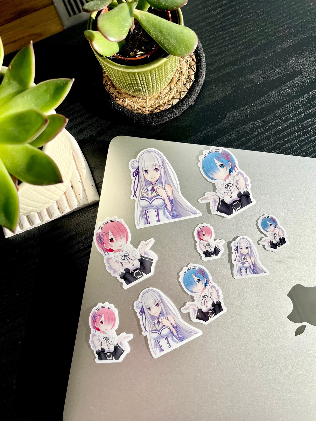 Re-zero Waterproof Stickers Rem Ram Emilia Scratch Proof Laminated Cute ...
