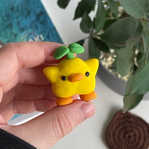 Handmade Sprout Duck Polymer Clay Desk Buddy, Cute Polymer Clay Sculpture, Kawaii Clay Charm ...