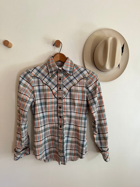 70s plaid western shirt - Gem