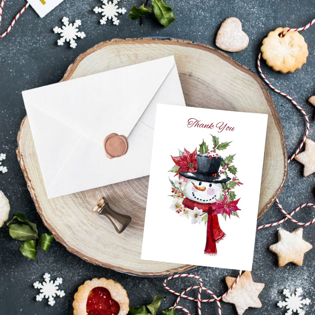 5-pack A6 Snowman Thank You Christmas Cards With Envelopes - Etsy