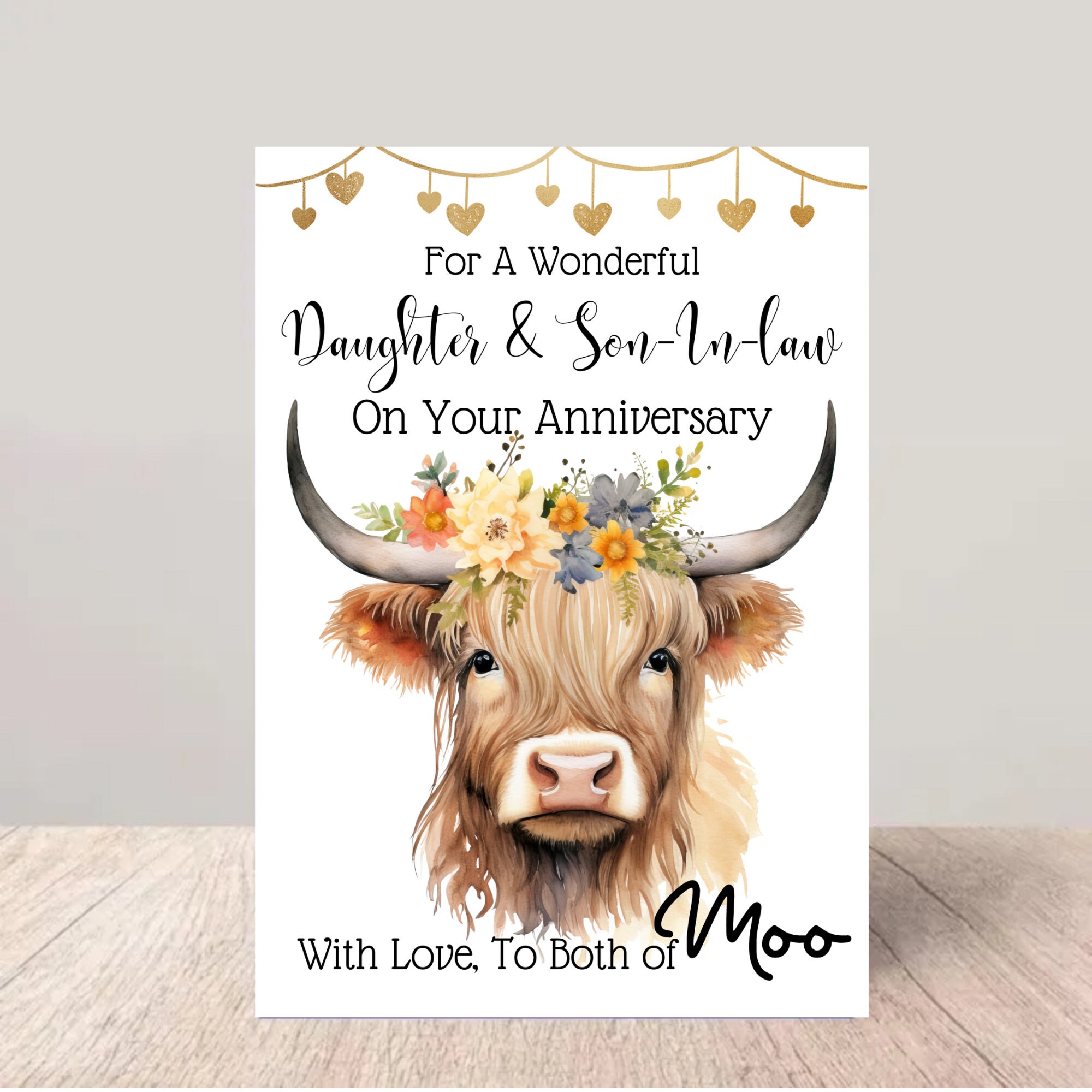 Highland Cow Daughter & Son-in-law Anniversary Card Happy Anniversary ...