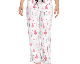 Ladies Pink Christmas Tree Pajama Bottoms Festive Holiday - Etsy
