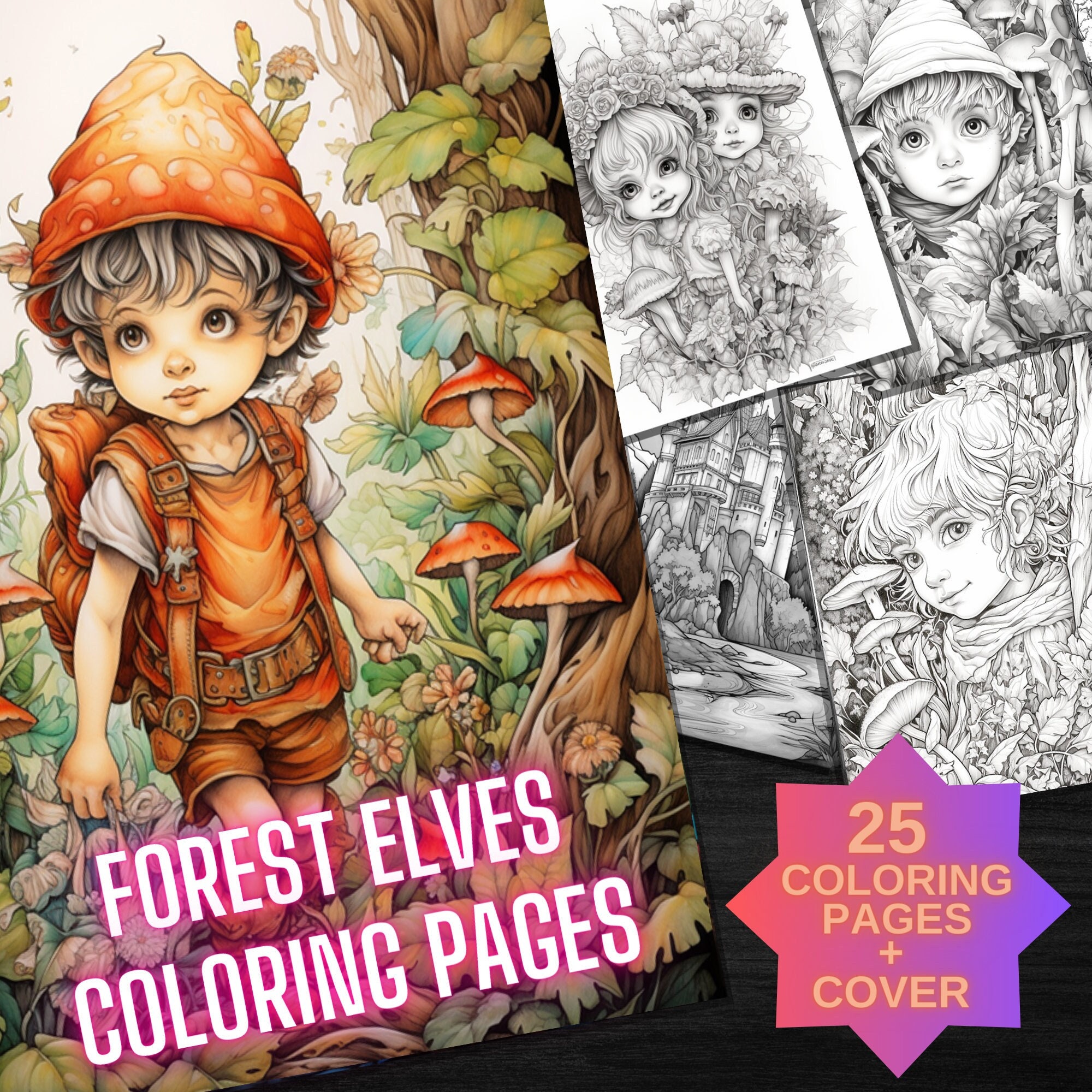 25 Coloring Pages Forest Elves Theme | Coloring Book - Etsy