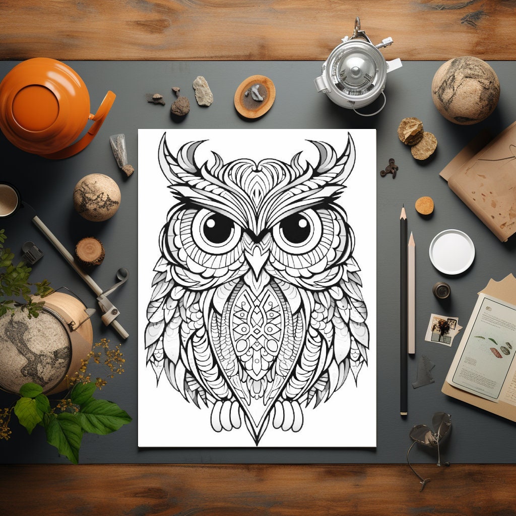 25 Owl Coloring Pages Digital Coloring Pages Digital Download Art Owl ...