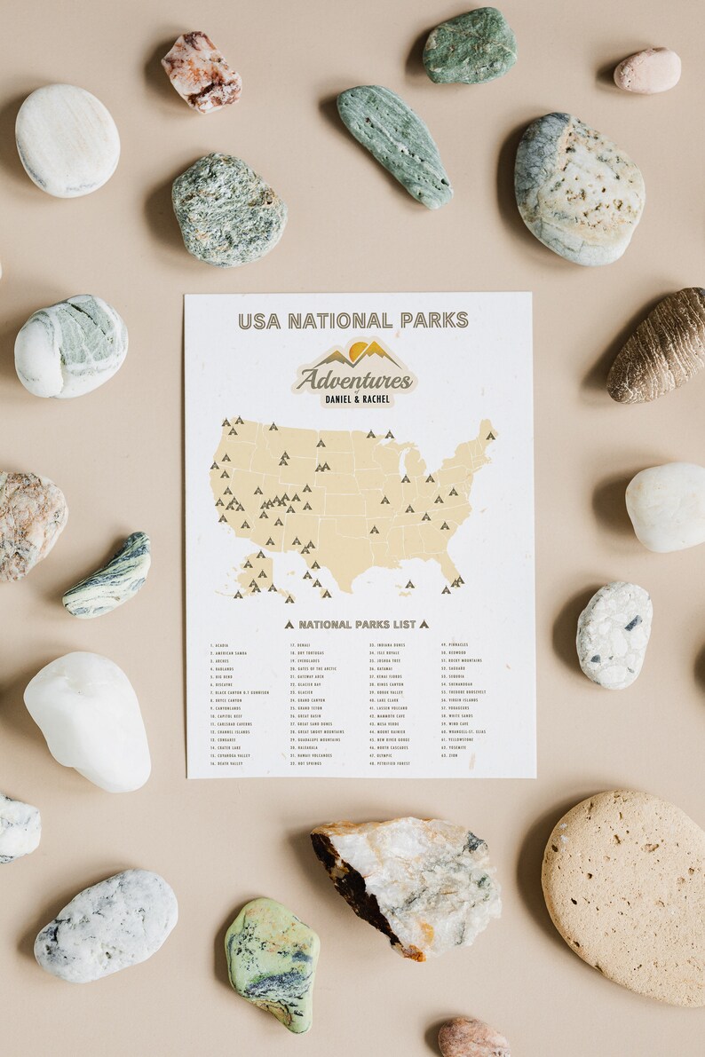 Personalized National Park Map Customizable Travel Tracker Poster ...