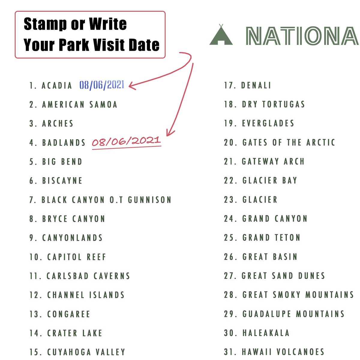 US National Park Map Poster | Customizable Travel Tracker Poster ...