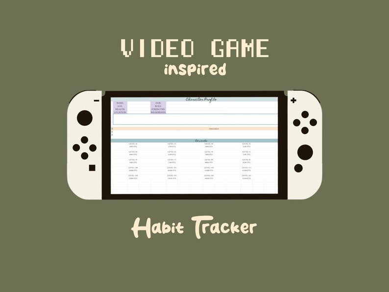 Video Game Inspired Planner and Habit Tracker | Google Sheet Template ...