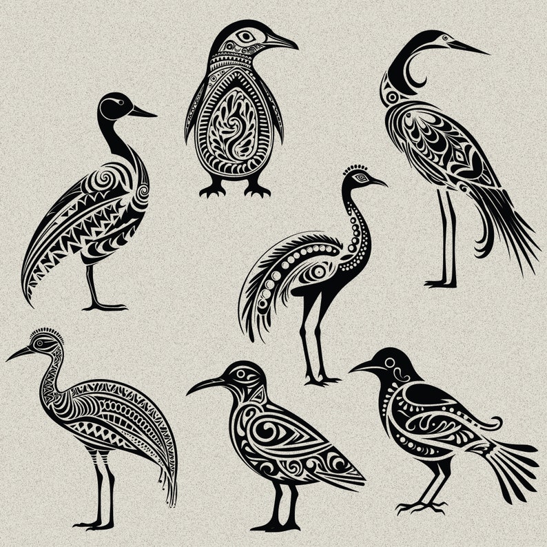 50 Tribal Bird Design Bundle SVG & PNG Files, for Engraving, Cutting ...