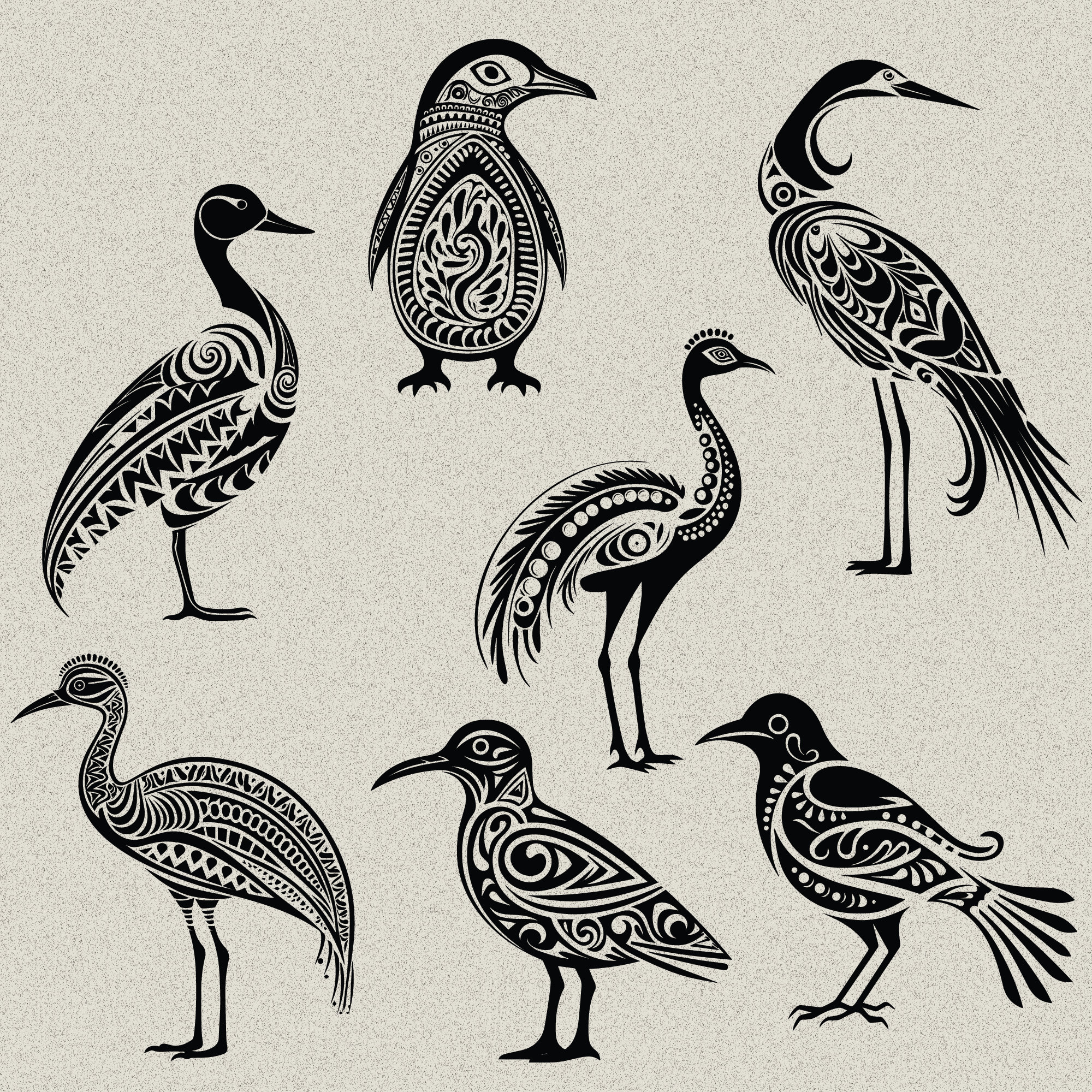 50 Tribal Bird Design Bundle SVG & PNG Files, for Engraving, Cutting ...