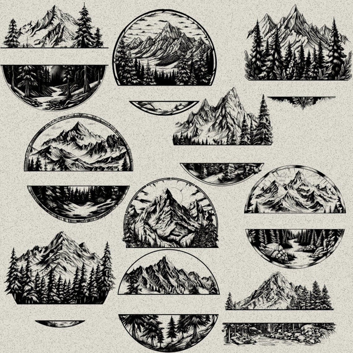 46 Mountain Sign SVG-PNG Bundle High Detail Designs for Laser Engraving ...