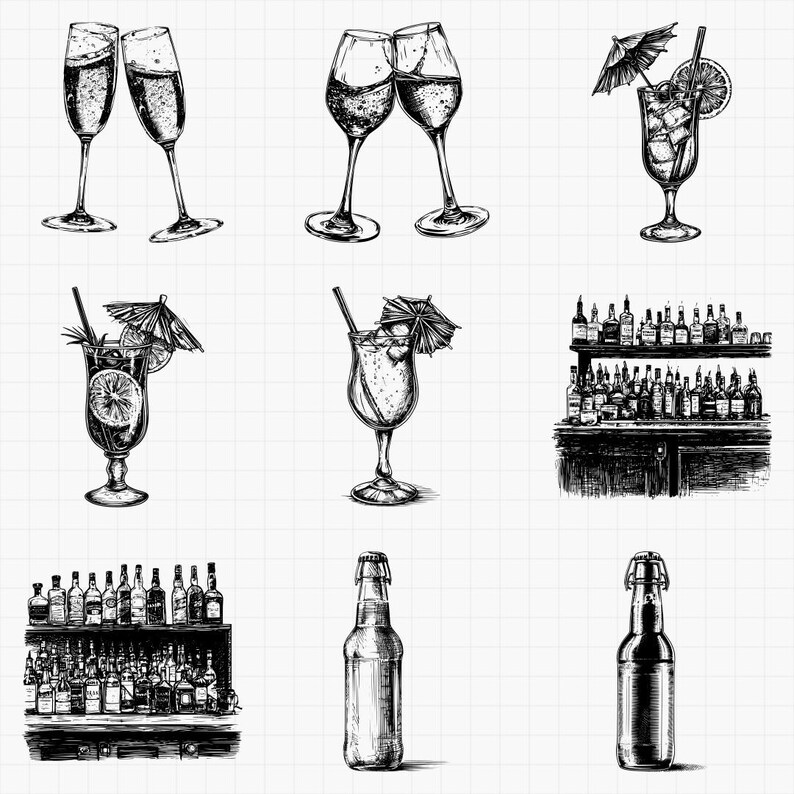 Bar & Drink Designs Bundle PNG and SVG for Laser Engraving or Print ...