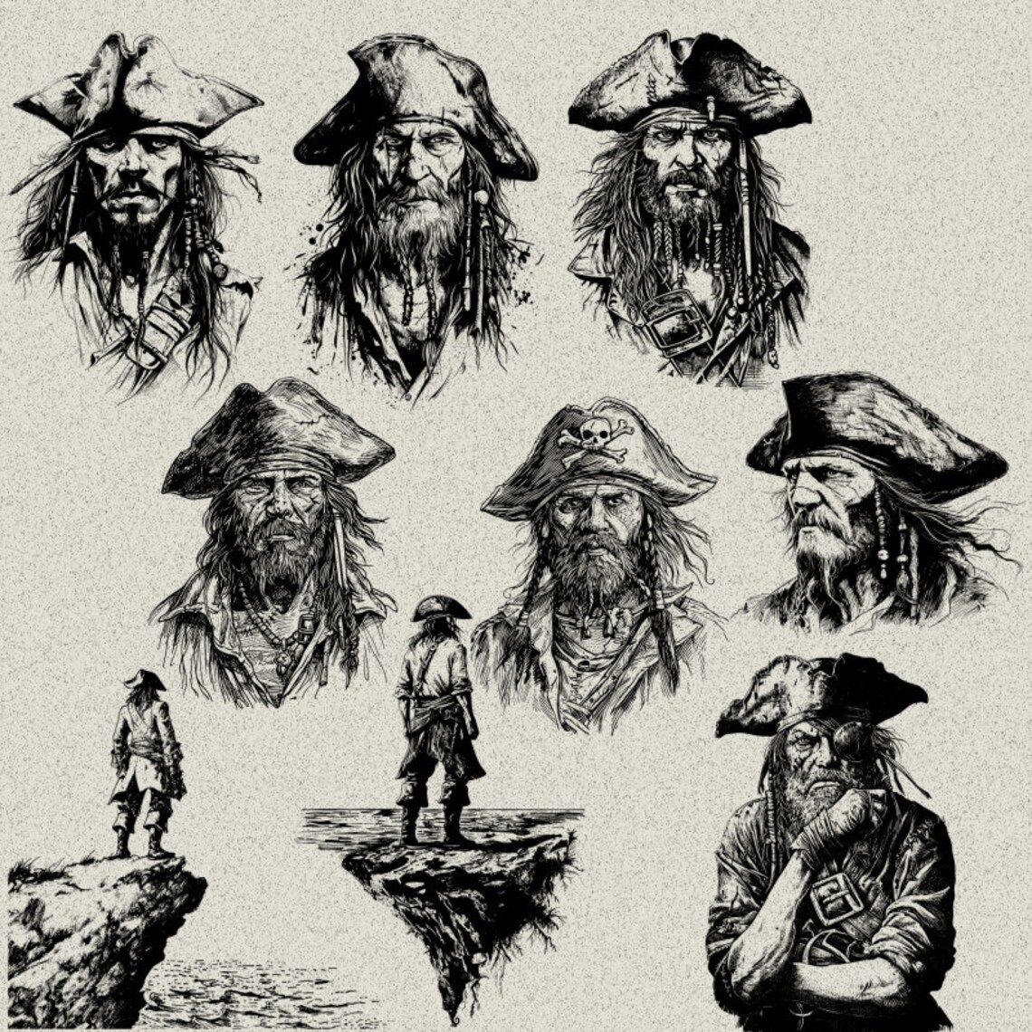 46 Pirate Designs Bundle PNG and SVG for Laser Engraving or Print, Cut ...