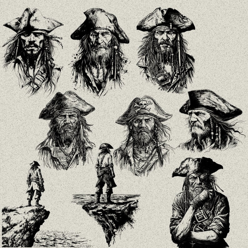 46 Pirate Designs Bundle PNG and SVG for Laser Engraving or Print, Cut ...