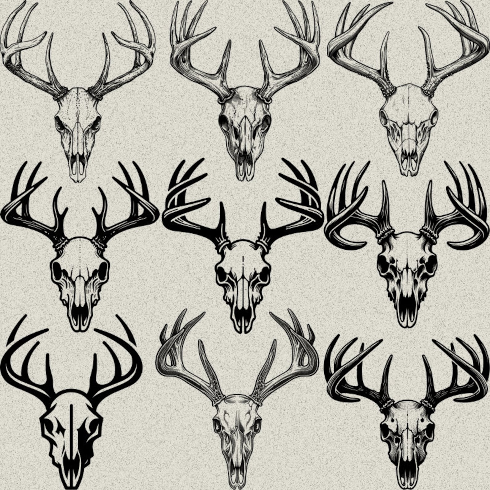 54 Deer Skull Designs SVG & PNG Bundle Laser Engraving or Print ...