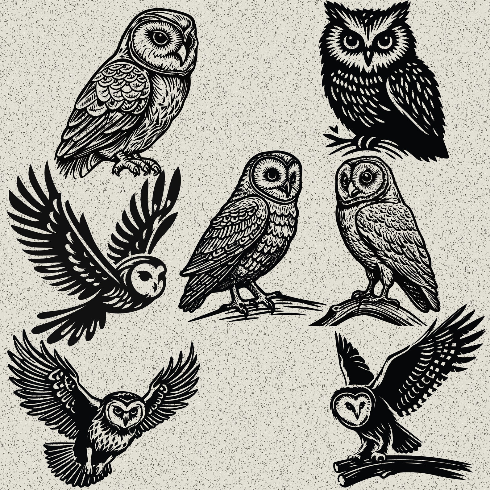 55 Owl Designs Bundle SVG-PNG Designs for Laser Engraving and Print ...