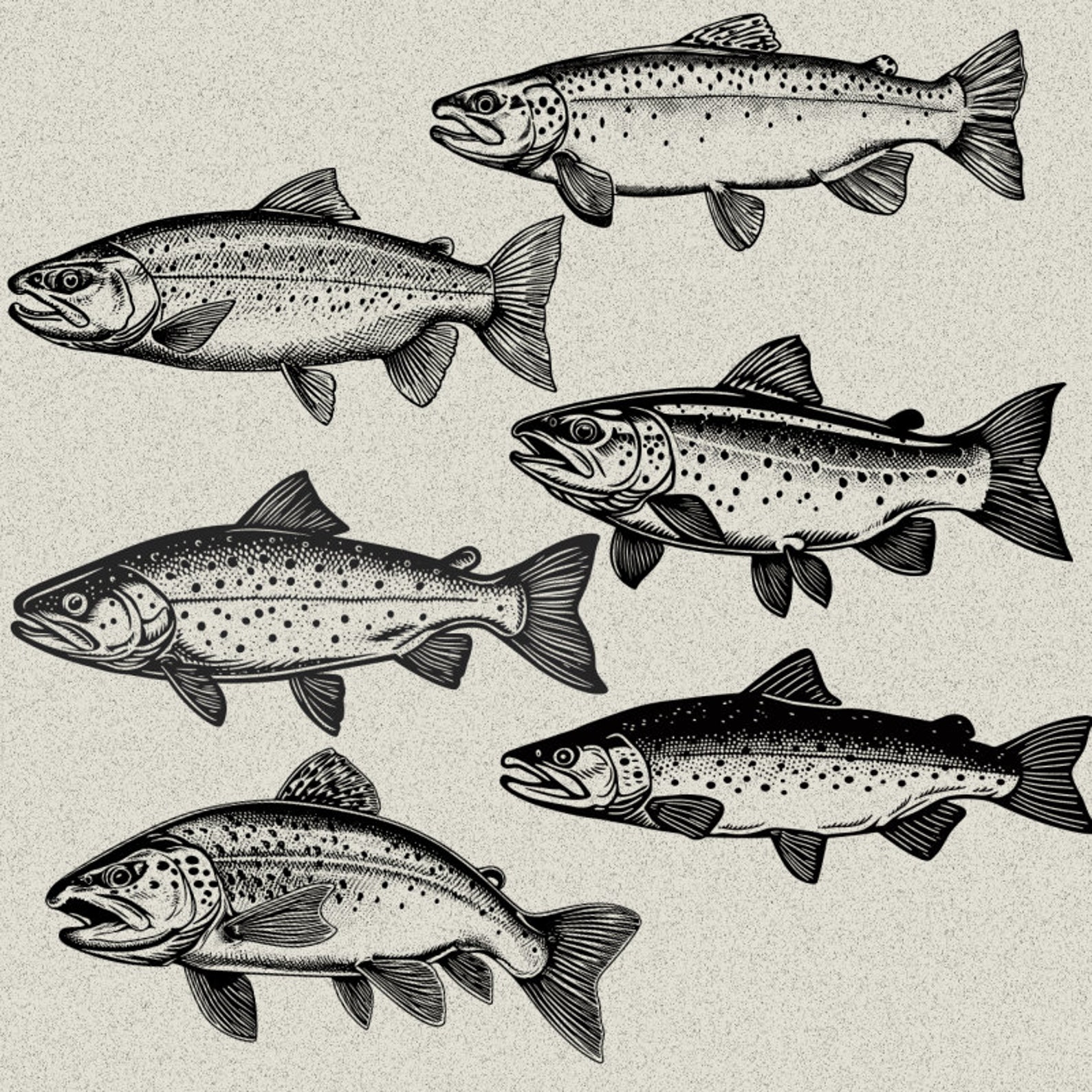 38 Trout Designs Bundle PNG & SVG Digital for Laser Engraving or Print ...