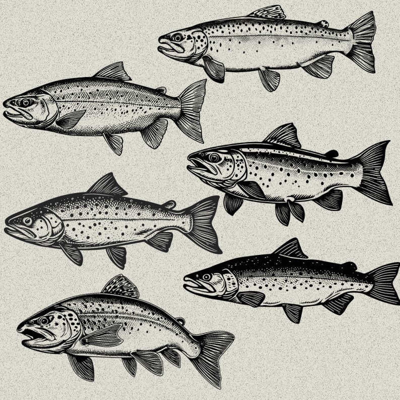 38 Trout Designs Bundle PNG & SVG Digital for Laser Engraving or Print ...