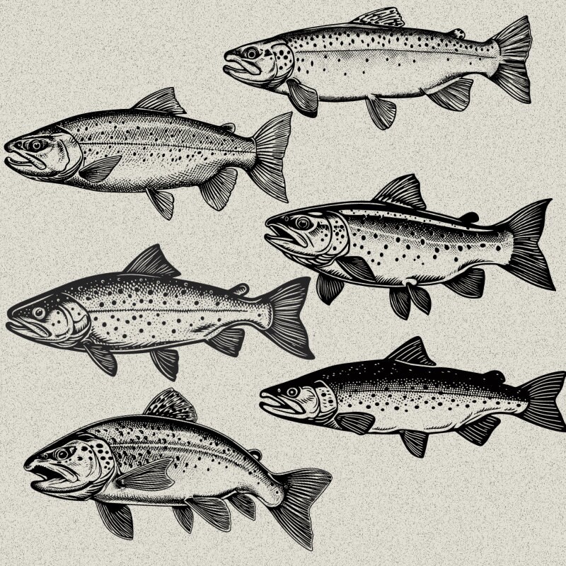 38 Trout Designs Bundle PNG & SVG Digital for Laser Engraving or Print ...