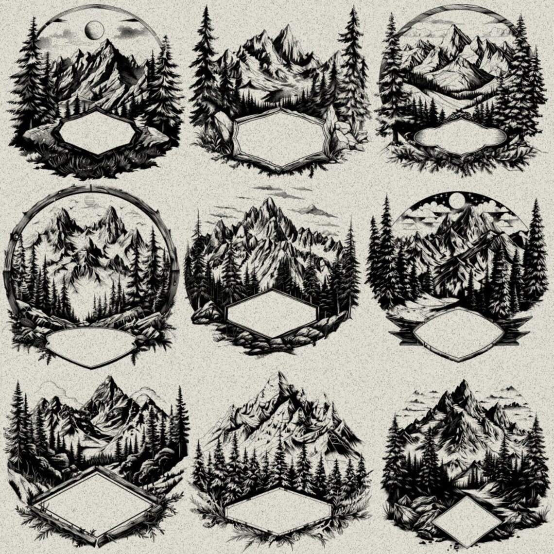 46 Mountain Sign SVG-PNG Bundle High Detail Designs for Laser Engraving ...