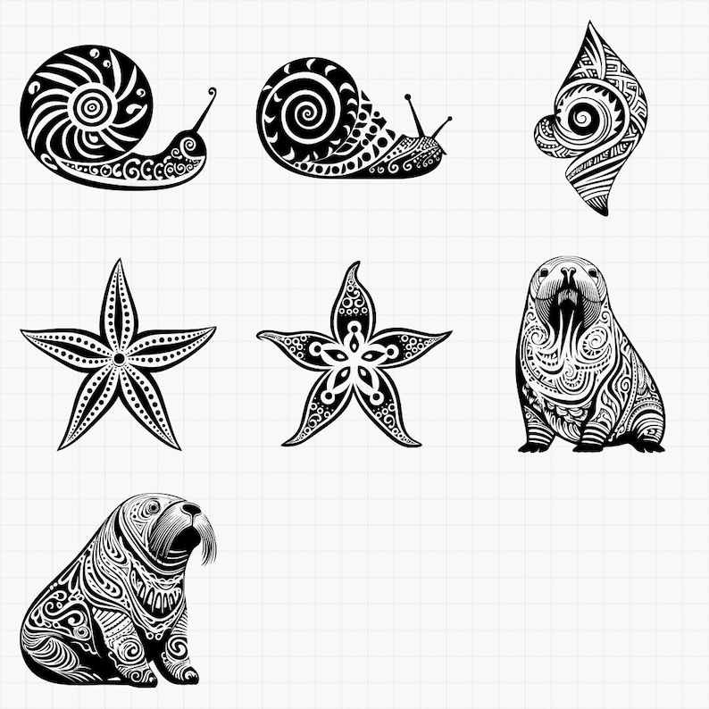 Tribal Sea Animals SVG-PNG Bundle Digital Download Māori: Dolphin ...