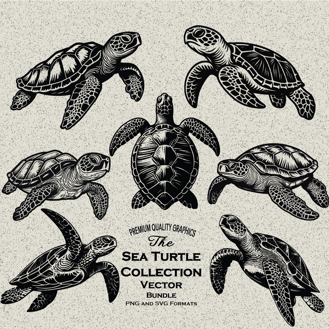 34 Sea Turtle Graphics SVG and PNG Bundle: Laser Engraver and Print ...