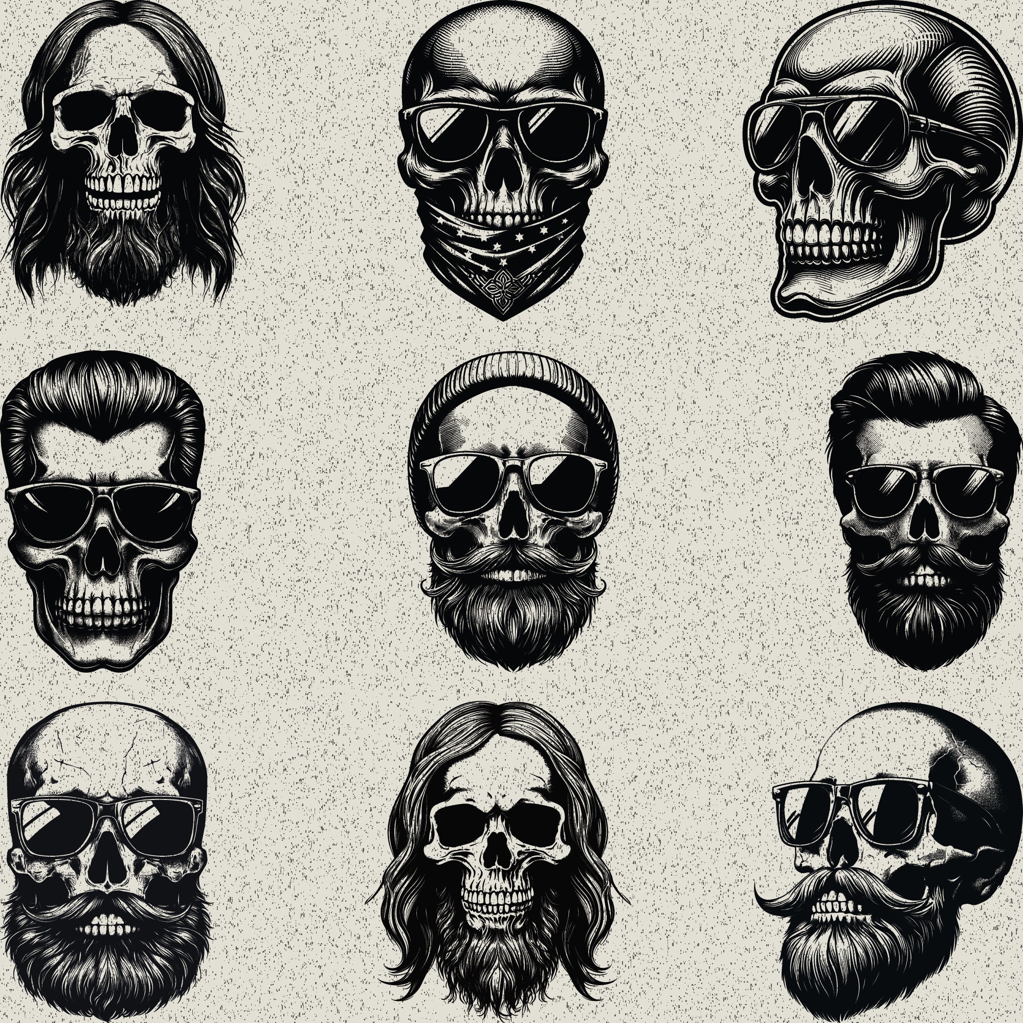 60 Skull Designs SVG & PNG Bundle Laser Engraving or Print on Demand ...
