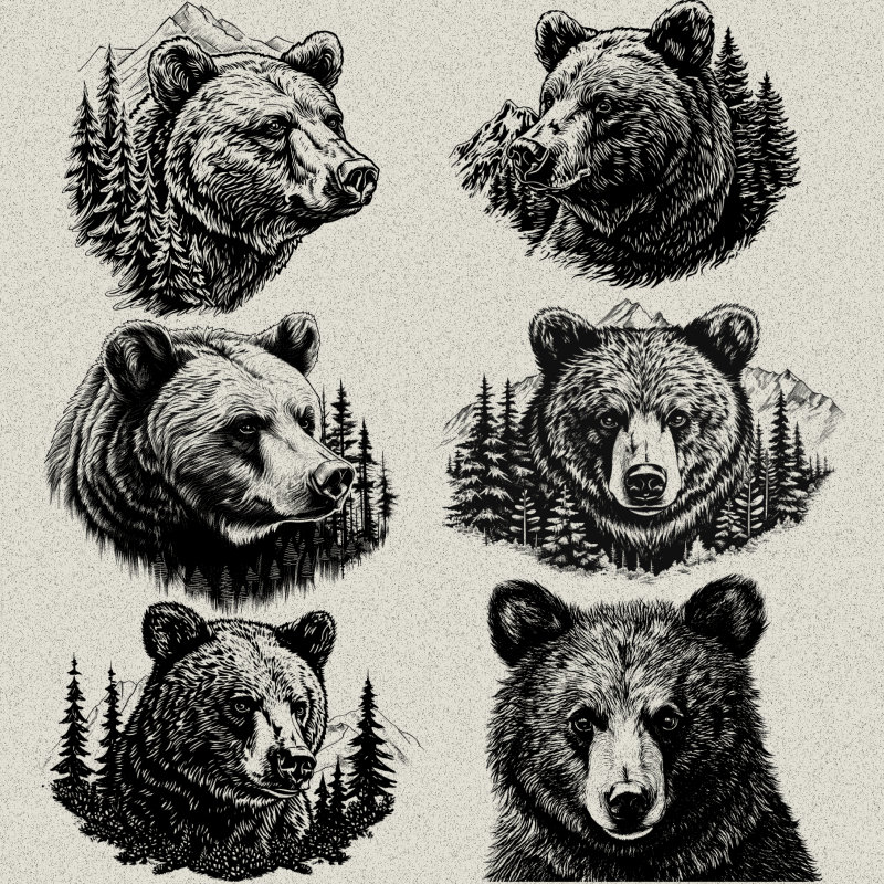 38 Bear High Detail SVG & PNG Bundle Pack for Laser Engraving or Print ...