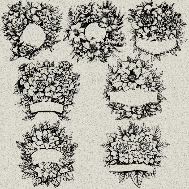 43 Floral Flower Signs SVG-PNG Bundle Designs for Laser Engraving, or ...