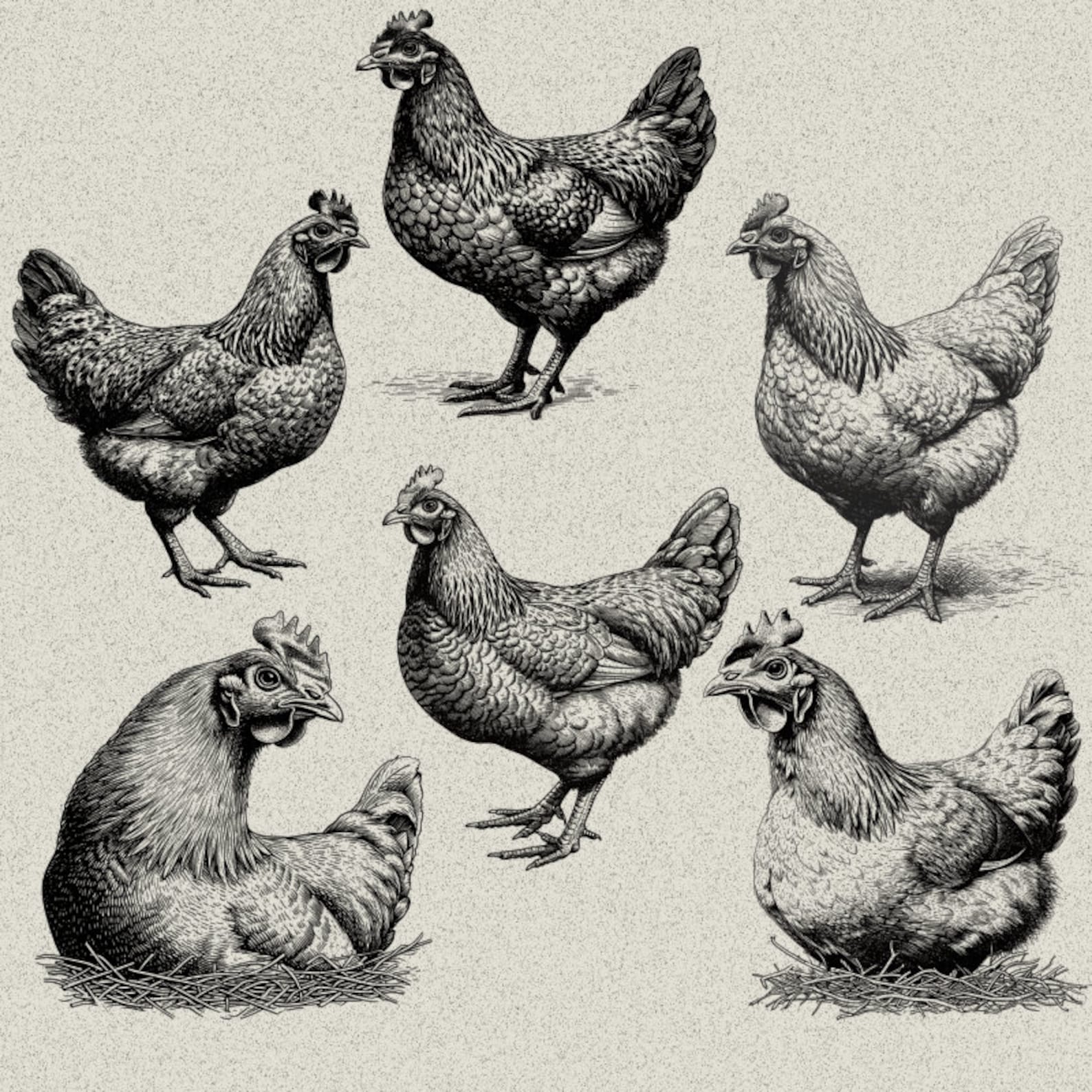 40 Chicken Designs Bundle PNG & SVG for Laser Engraving or Print, Chick ...