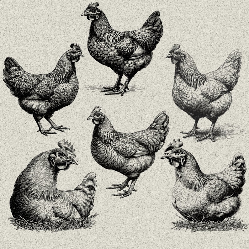 40 Chicken Designs Bundle PNG & SVG for Laser Engraving or Print, Chick ...