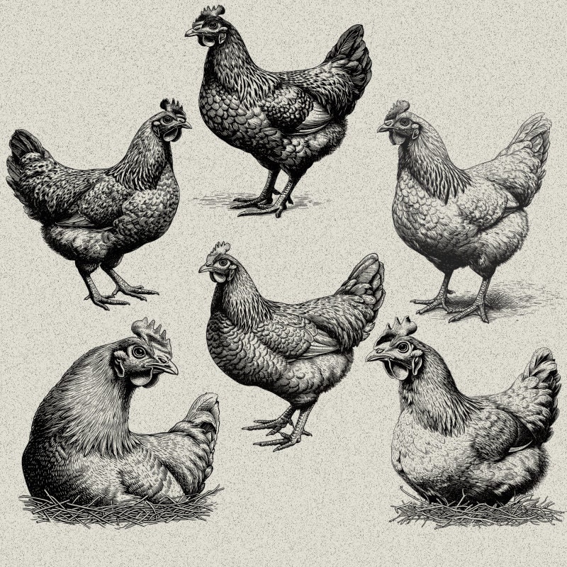 40 Chicken Designs Bundle PNG & SVG for Laser Engraving or Print, Chick ...