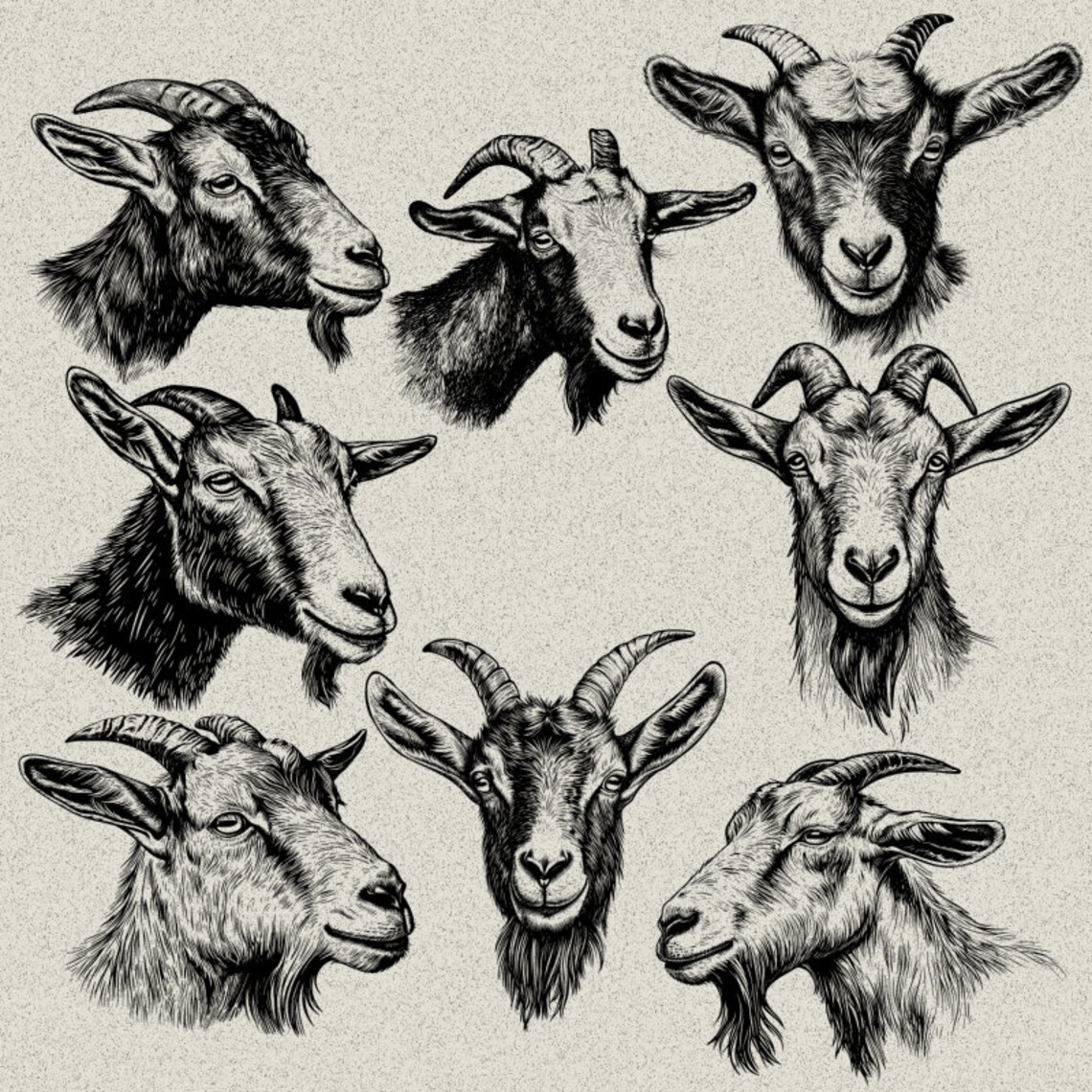 45 Goat Designs Bundle PNG & SVG Digital for Laser Engraving or Print ...