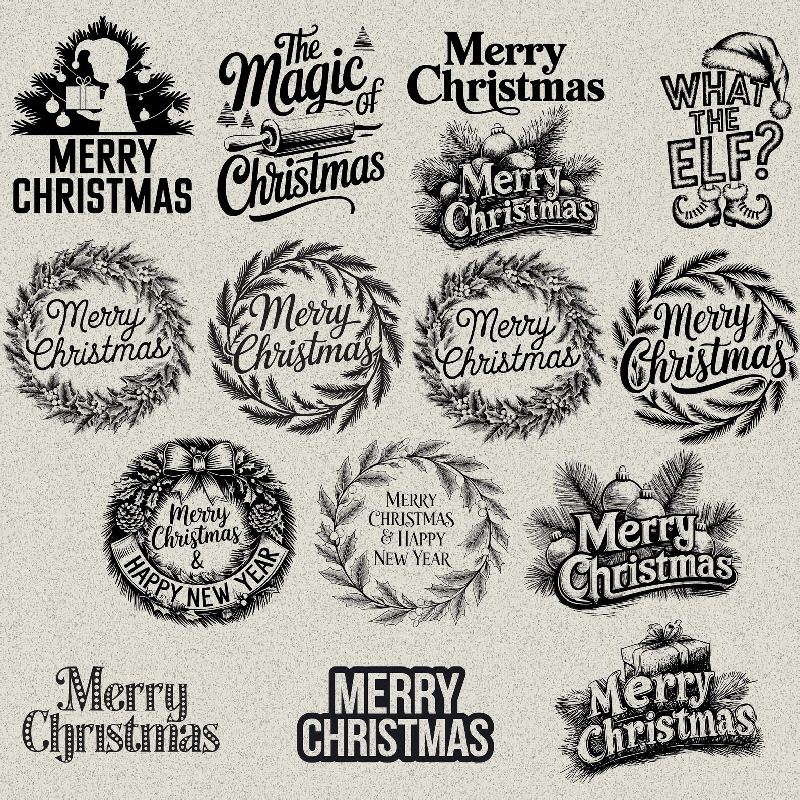100 Christmas Designs Bundle PNG & SVG Digital for Laser Engraving or ...