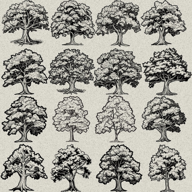 81 Tree SVG & PNG Bundle Designs for Laser Engraving, Print-on-demand ...