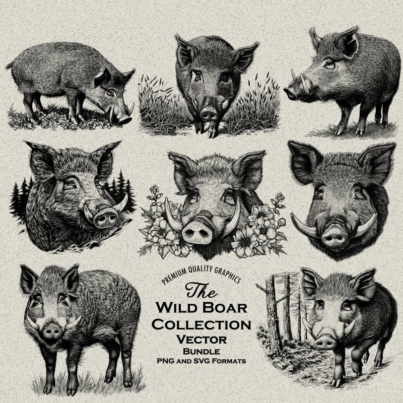 Vintage Wild Boar Print - Etsy