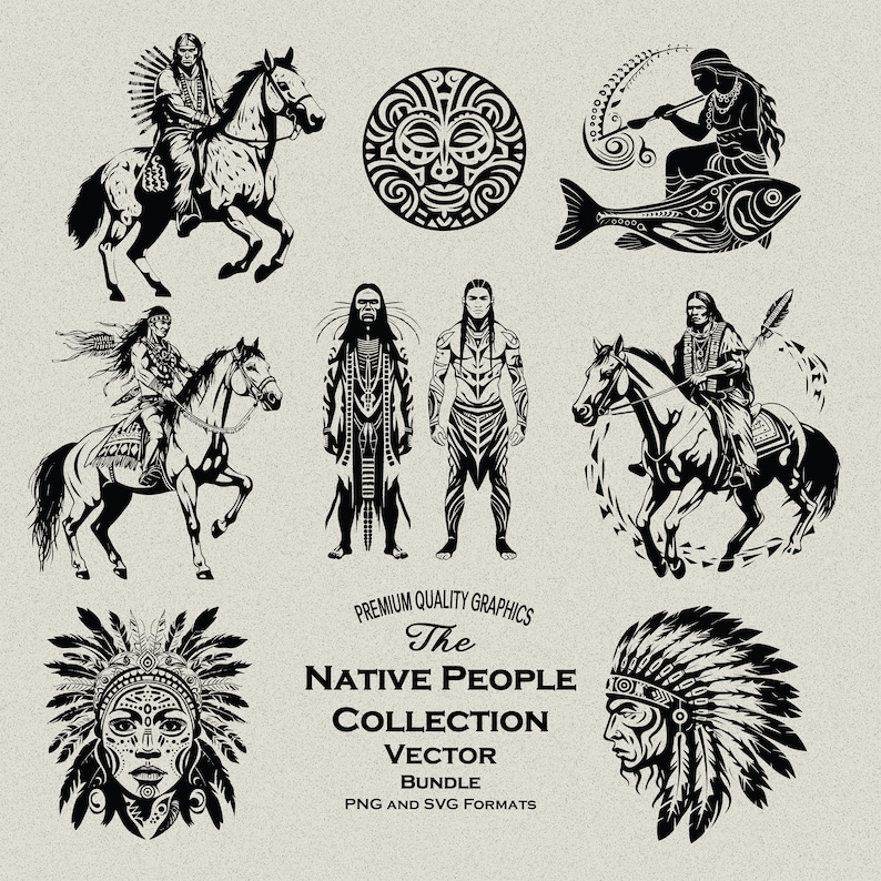 25 Native People Svgs & Pngs Tribal Designs Pack for Laser Engraver ...