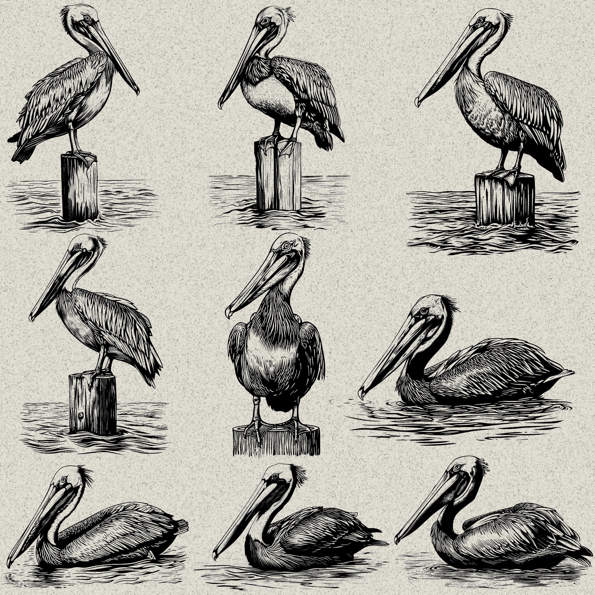 45 Pelican Designs Bundle PNG & SVG Digital for Laser Engraving or ...