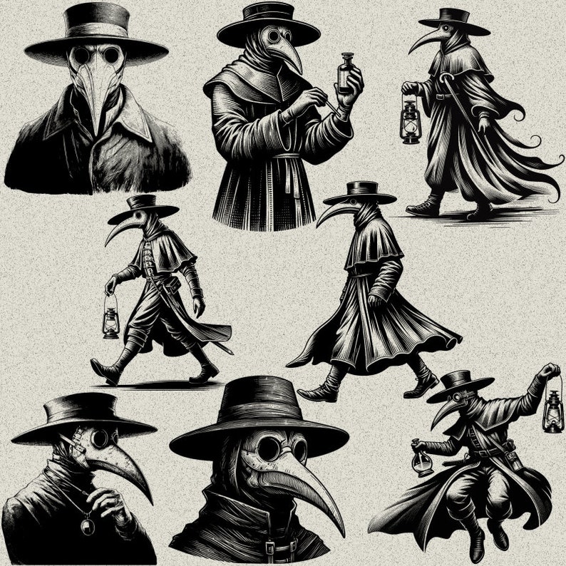 40 Plague Doctor Designs Bundle SVG & PNG for Laser Engraving or Print ...