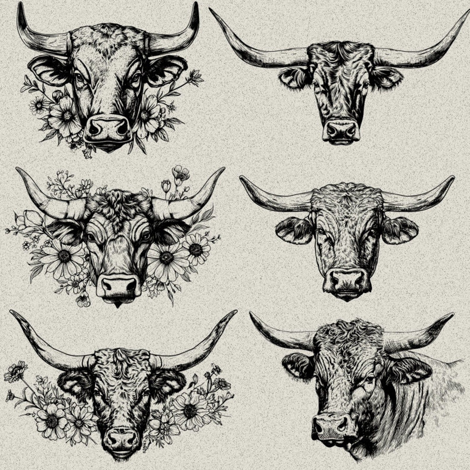 36 Bull Designs Bundle PNG & SVG for Laser Engraving or Print, Texas ...