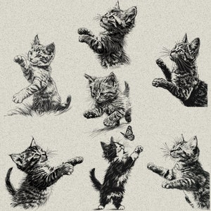 50 Cat and Kitten Designs Bundle PNG & SVG for Laser Engraving or Print ...