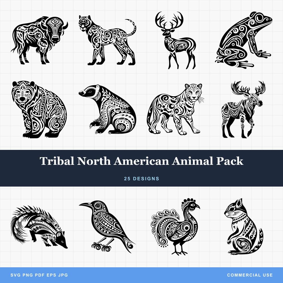 Tribal North American Animal SVG-PNG Bundle Digital Files Māori: Bobcat ...