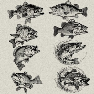 50 Bass Designs Bundle PNG & SVG Digital for Laser Engraving or Print ...