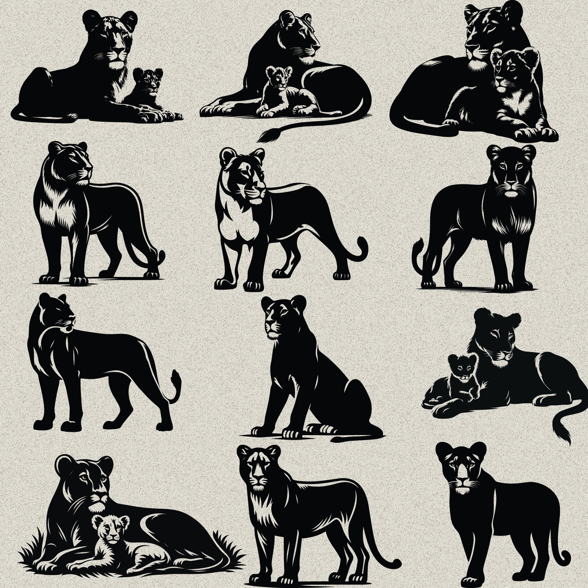 84 Lion Designs Bundle Simple Low Detail Lion SVG and PNG Files Good ...