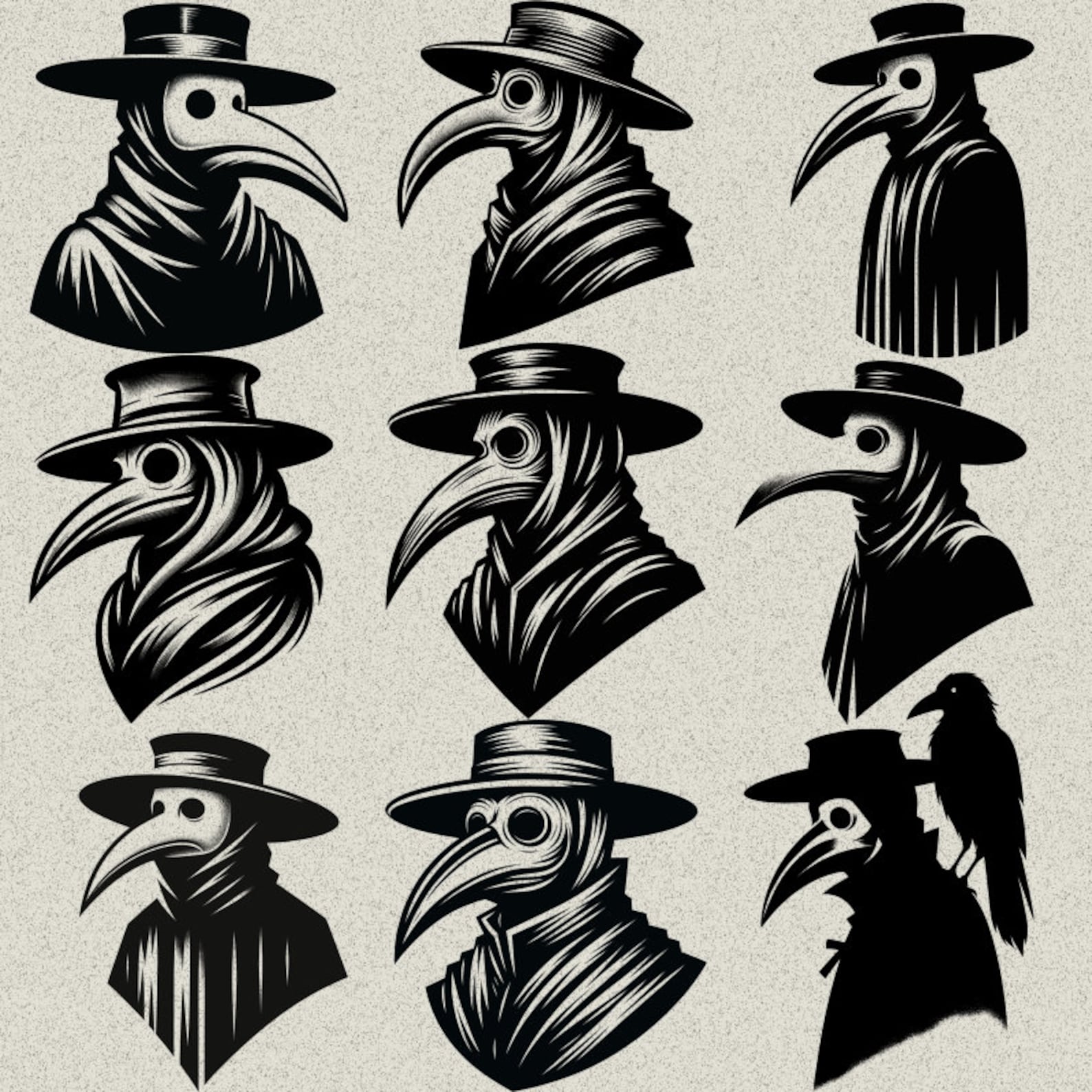 40 Plague Doctor Designs Bundle SVG & PNG for Laser Engraving or Print ...