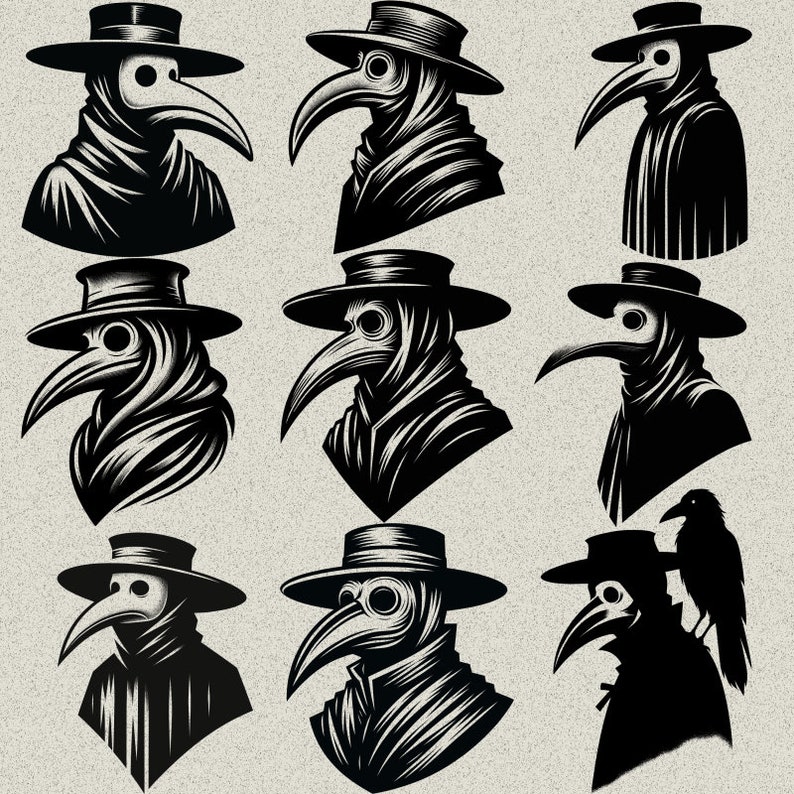40 Plague Doctor Designs Bundle SVG & PNG for Laser Engraving or Print ...