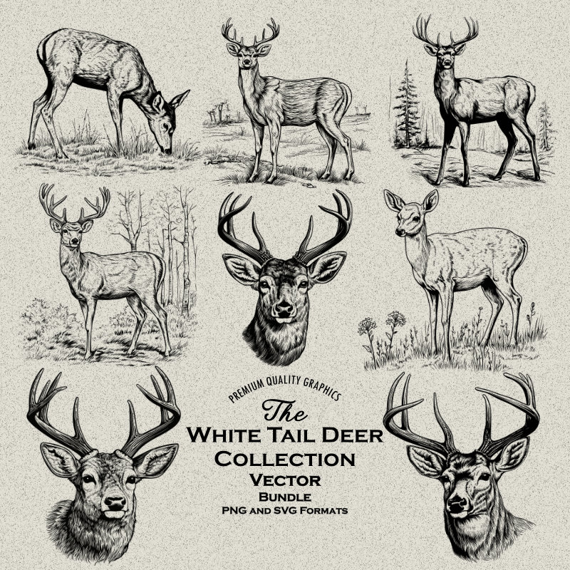 35 White Tail Deer Design Bundle SVG-PNG Detail Designs for Laser ...