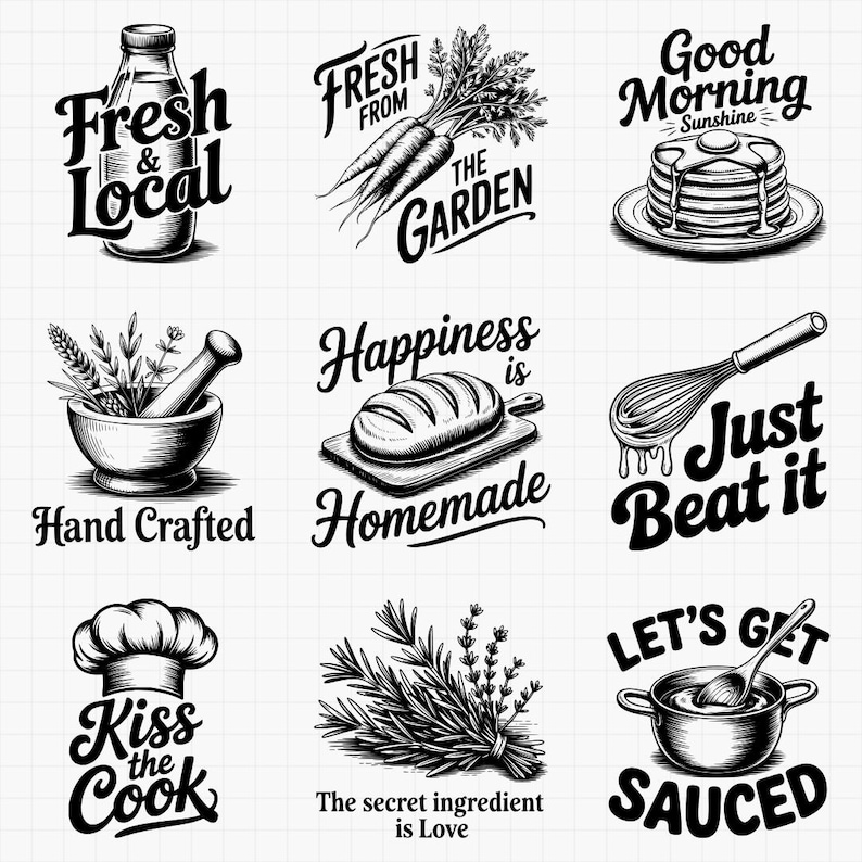 Funny Kitchen SVG Bundle for Laser Engraving or Print. Cooking, Baking ...