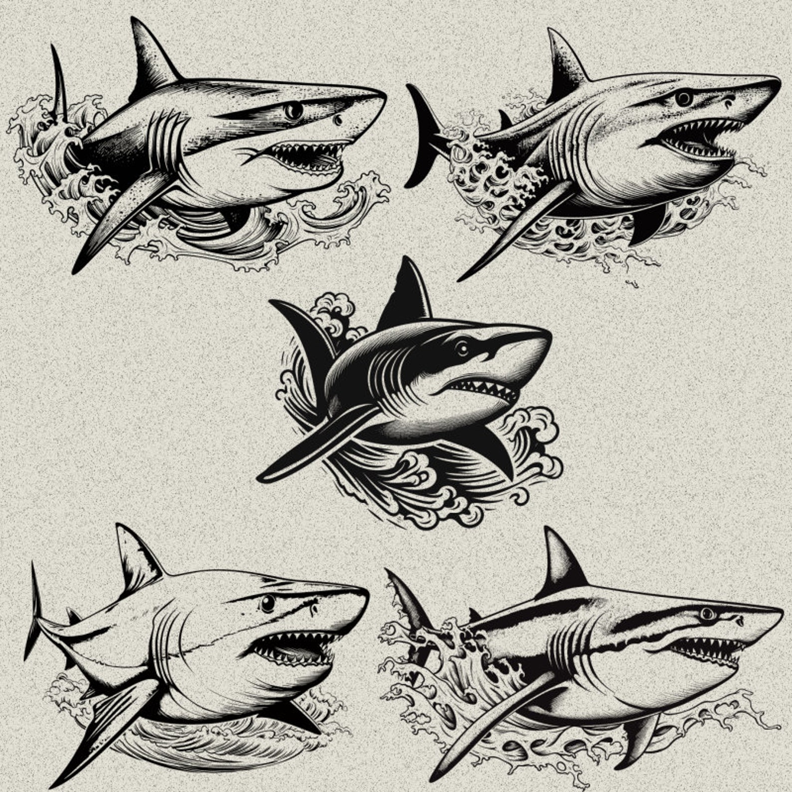 35 Shark Designs Bundle PNG & SVG Digital for Laser Engraving or Print ...