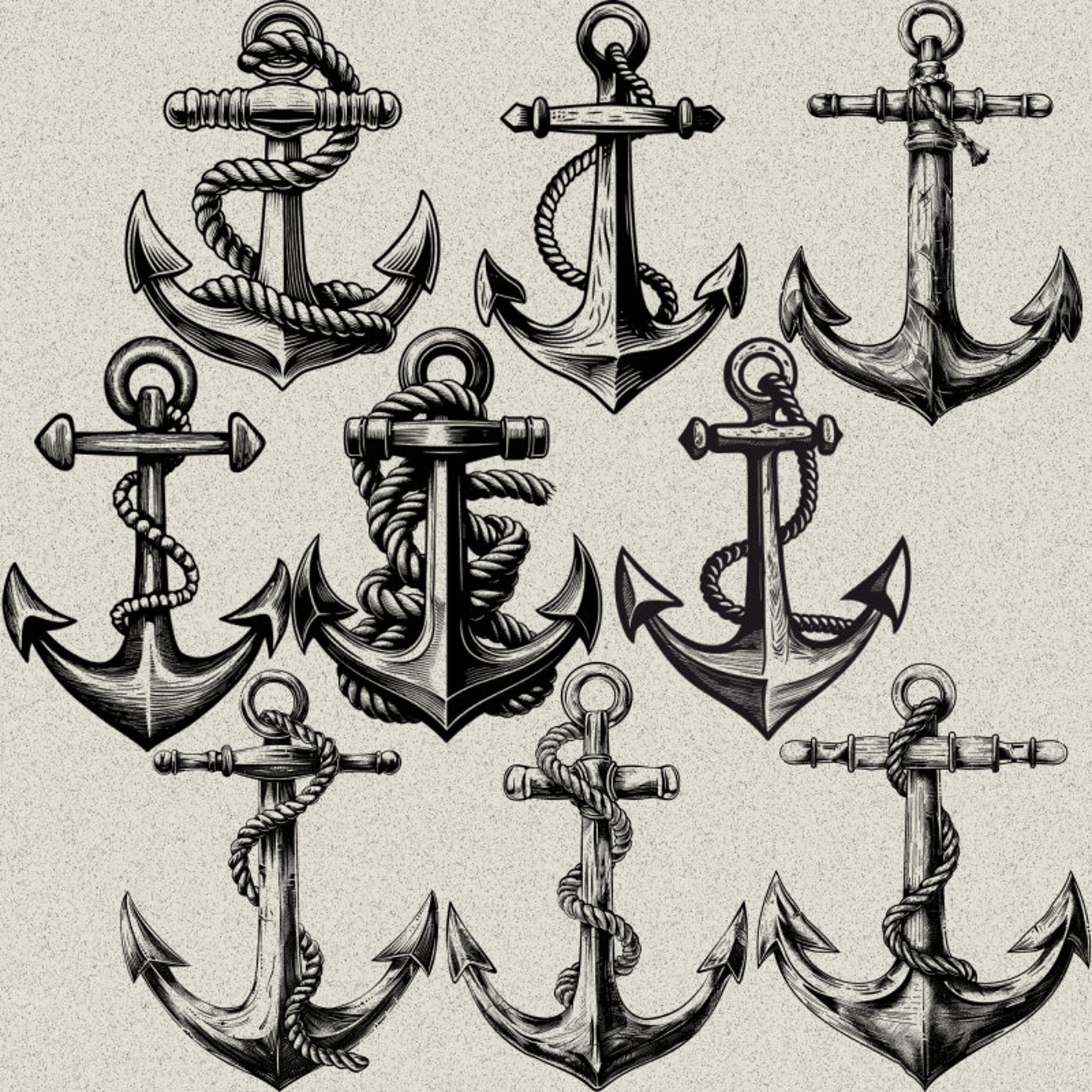 34 Anchor Designs Bundle SVG & PNG for Laser Engraving or Print, USN ...