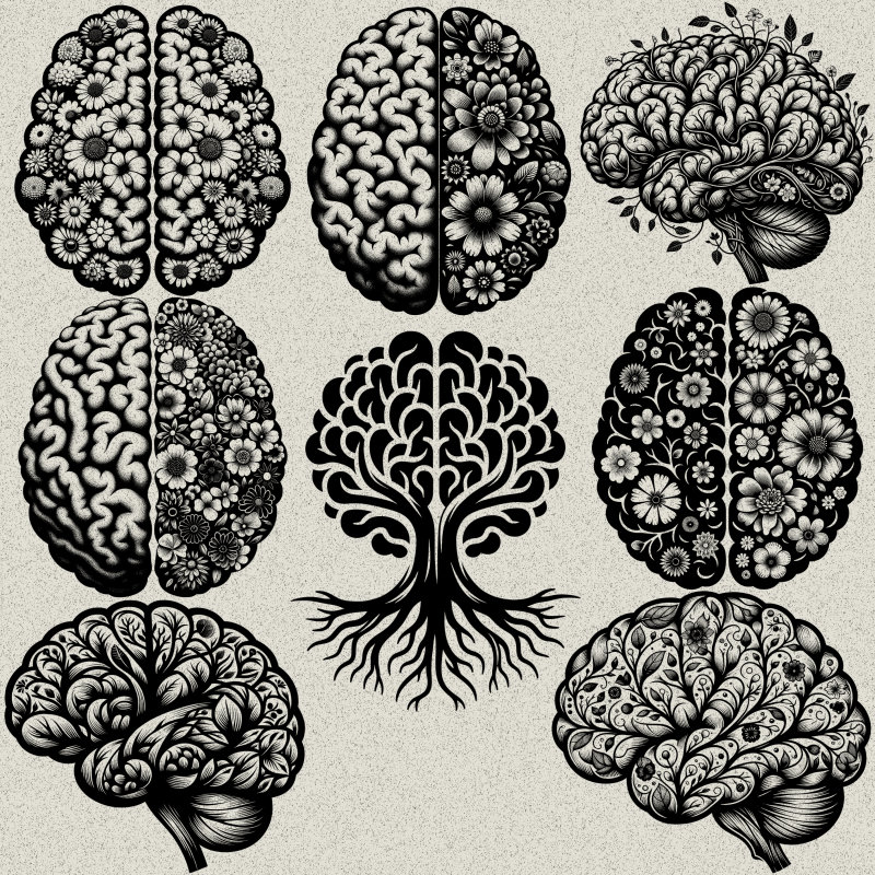 33 Brain SVG & PNG Bundle Designs for Laser Engraving, or Print, AI ...